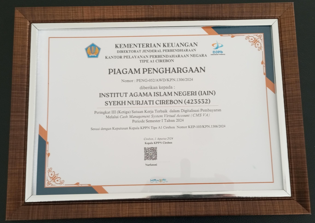 UIN Siber Syekh Nurjati Cirebon Raih Penghargaan Bergengsi di KPPN Cirebon Awards Semester I ...