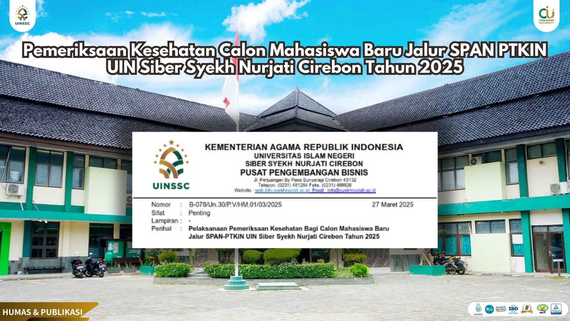 Pemeriksaan Kesehatan Calon Mahasiswa Baru Jalur SPAN PTKIN UIN Siber Syekh Nurjati Cirebon ...